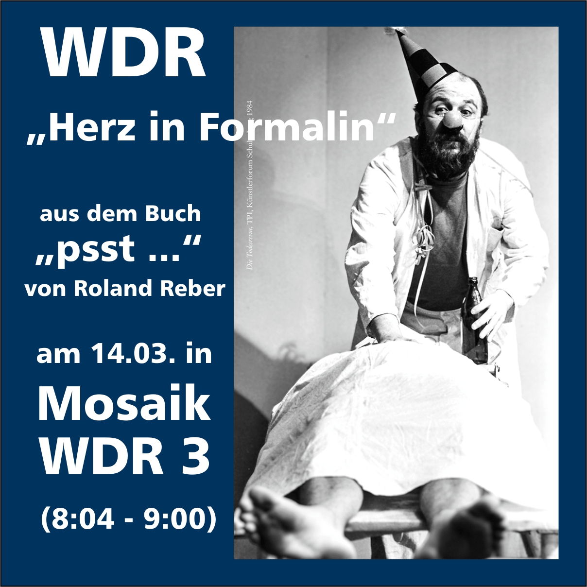 Jetzt im WDR: "Herz in Formalin" von Roland Reber - wtp verlag
